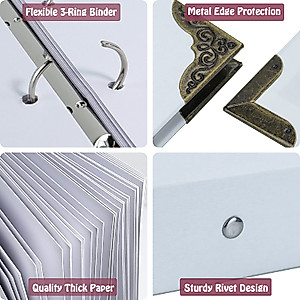 Vienrose DIY Scrapbook Photo Album Kit with Pens Tapes and Stickers 60 Pages Hardcover 8.3x10.5 Inches 3 Rings Removable Blank Paper Scrapbooking for Lover Friends Kids Wedding White