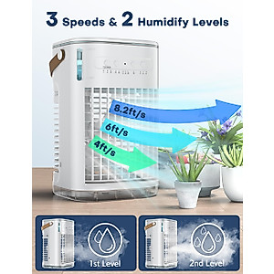 BALKO Small Air Conditioner, 5400mAh Built-in Battery Evaporative Air Cooler, 2 Ice Packs, 7H Timer Smart Auto-Off &Remote, 7 Lights, 1200ML Water Tank, 2-Level Mists, 3-Speed Personal Air Conditioner
