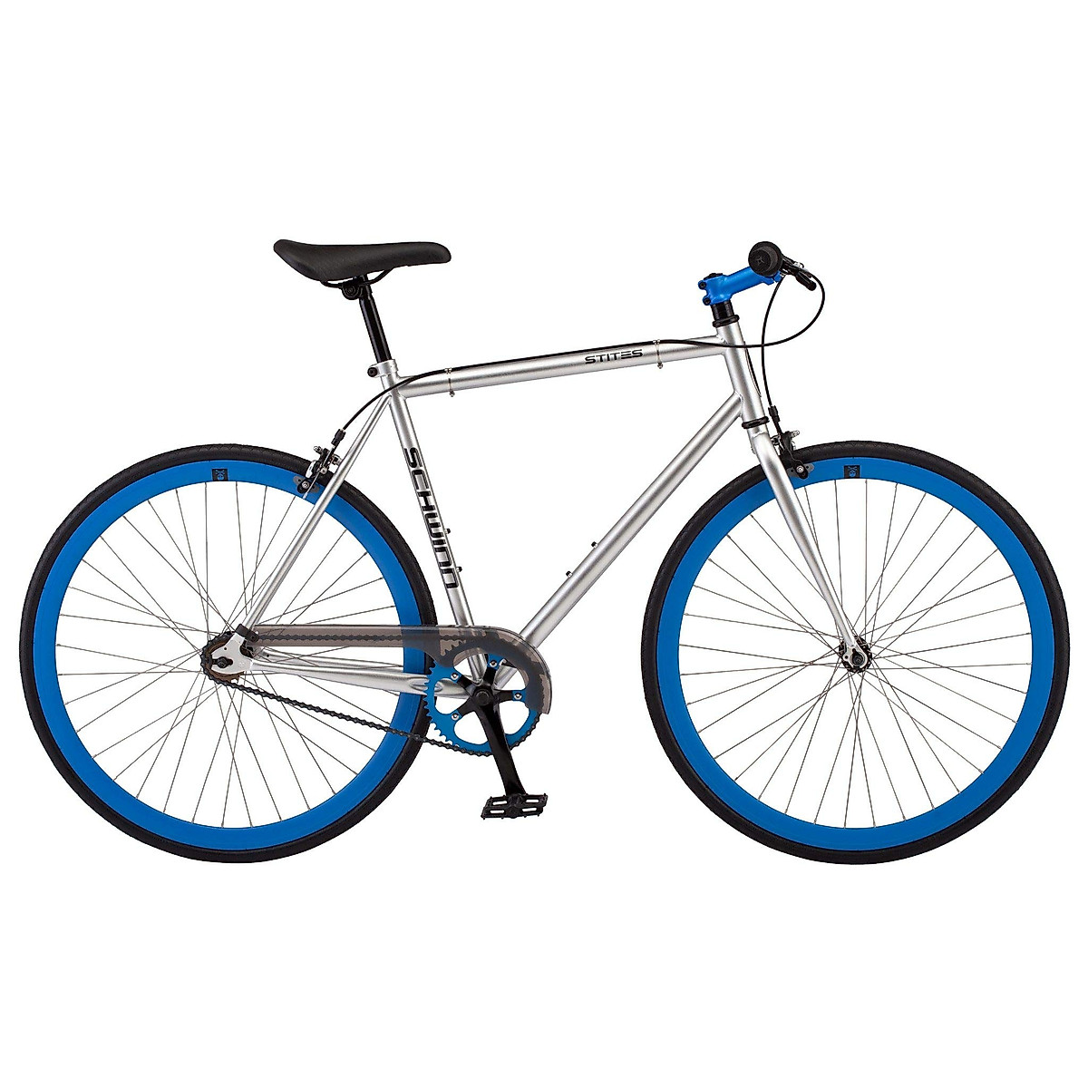 Schwinn Stites Fixie Adult Commuter Road Bike, Single-Speed, 58cm/Large Steel Stand-Over Frame, 700c Wheels, Flip-Flop Hub, Silver