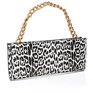 GUESS Centre Stage Top Zip Clutch, Black/White Leopard