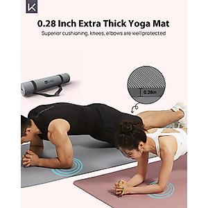 KEEP Non-Slip Large Yoga Mat,Extra Long and Wide Exercise & Fitness Mat( 72"Lx32"Wx7mm Thick) with Free Carrying Strap, Pilates & Home Workout, Classic Grey
