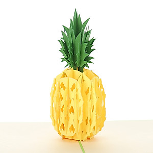 iGifts And Cards Hawaiian Pineapple 3D Pop Up Greeting Card - Fruit, Yellow, Sweet, Tropical, Green, Health, Hawaii, Half-Fold, Get Well, Just Because, Love, Special Days, Thank You, Happy Birthday