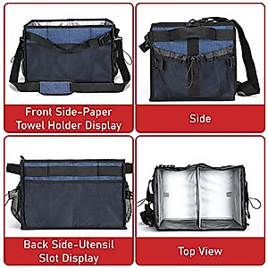 FANGSUN Large Grill and Picnic Caddy with Paper Towel Holder, BBQ Organizer for Utensil, Plate, Condiment, Collapsible & Easy Carry Griddle Caddy, Must Haves for Outdoor, Camper, Travel, Car, RV