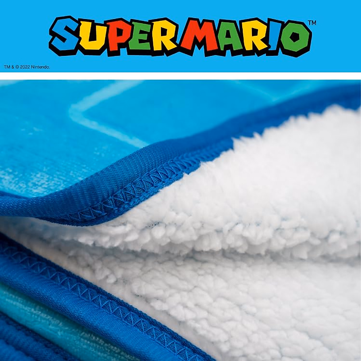 Franco Super Mario Kids Bedding Soft Plush Sherpa Blanket Throw, 46 in x 60 in, (Officially Licensed Product)