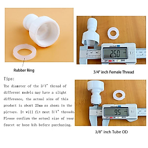ESHIONG Hose Bib Quick Connect Adapter for Reverse Osmosis Water Filter,NSF Certified 3/4" Female Thread to 3/8" OD Push to Connect Plastic ro Fittings .（Pack 6）