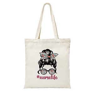 ZHANTUONE Nurse life Tote Bag, Gifts for Nurse Practitioners，Nurse Graduation Gift，Registered Nurse Appreciation Gift，Nursing School Nurse Practitioner Supplies，The Best Nurse Birthday Gift Ever