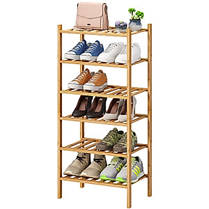 viewcare Small Shoe Rack, 6-Tier Shoe Rack for Entryway, Bamboo Wood Shoe Rack for Closet & Hallway, Long 17.2IN | Beautiful | Functional | Sturdy | Durable