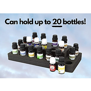 Polar Whale Essential Oil Storage Organizer 2 Tier Display Rack for Home Bathroom Bedroom Office Elegant Modern Durable Black Foam Washable Waterproof Holds 15 (5ml to 15ml) and 5 (5ml) Bottles