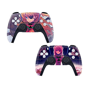 EBTY-Dreams Inc. - Set of 2 Neon EVA Asuka Langley Souryuu Vinyl Skin Sticker Decal Protector For Playstation 5 (PS5) Controllers