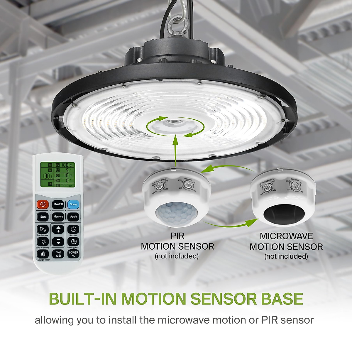 ASD UFO LED High Bay Light 60W/80W/100W, 3 CCT 3000/4000/5000K Dimmable 14,603 lm, DLC Premium & UL, 120-277V, Commercial Bay Lighting, LED High Bay Lights for Warehouse Shop, Waterproof IP69K