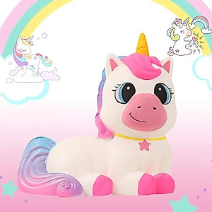Anboor Squishys Animal Toy 9.1" Jumbo Squishies Unicorn Kawaii Stress Relief Toy Soft Scented Squeeze Gift ADHD Kids Adults