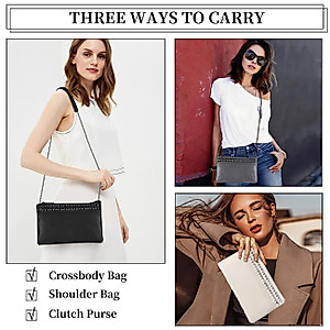 VASCHY Wristlet Clutch Purses, Large Studs Soft Vegan Leather Crossbody Evening Clutch Wallet for Women Gray