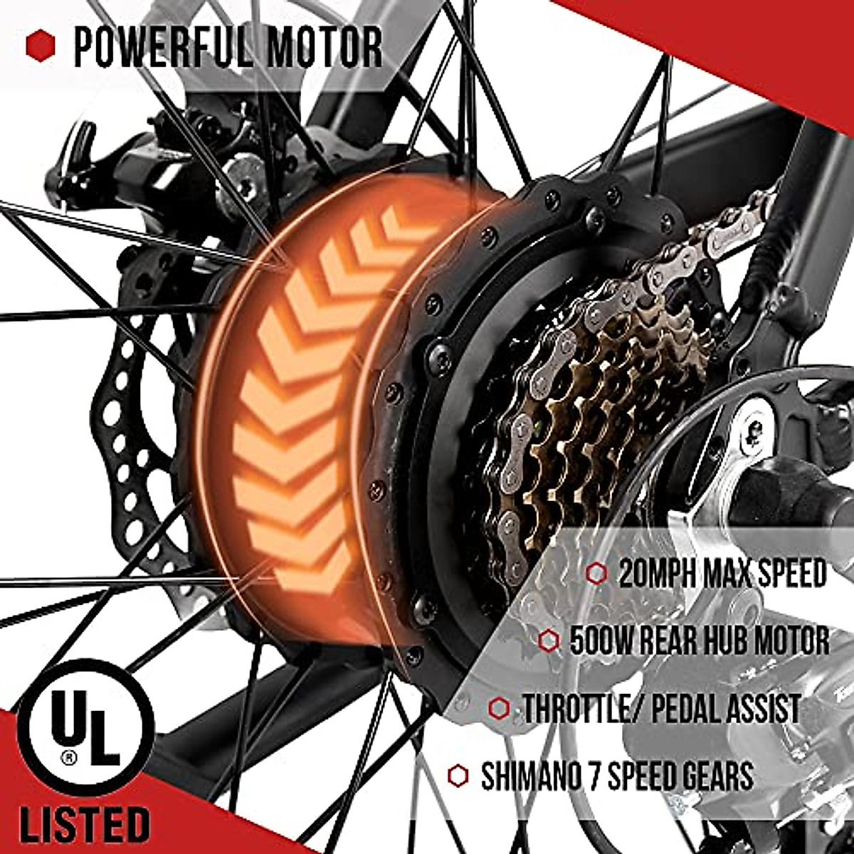 ECOTRIC 26” Fat Tire Electric Bike Powerful Adults Mountain Bicycle 500W Motor 36V/12.5AH Removable Lithium Battery Beach Snow Ebike Shock Absorption - 90% Pre Assembled