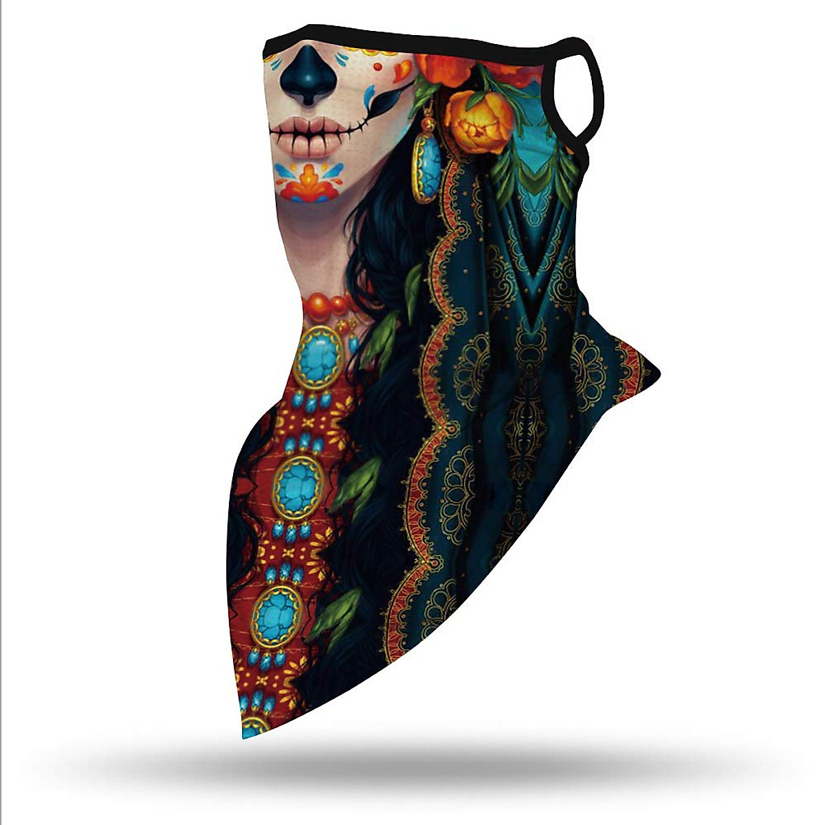 Visen Face Bandana Ear Loops Stylish Men Women Neck Gaiters for Dust Wind Motorcycle(C)