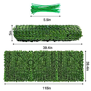 Whonline Artificial Faux Ivy Hedge Privacy Fence Wall Screen 118 x 39.4in Outdoor Privacy Fence Hedges Screen with 30pcs Nylon Cable Zip Ties for Balcony, Garden, Deck Décor