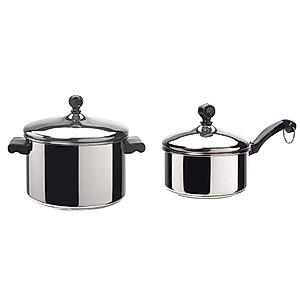 Farberware Classic Stainless Steel 4-Quart Covered Saucepot - - Silver & Classic Stainless Steel Sauce Pan/Saucepan with Lid, 1 Quart, Silver,50000