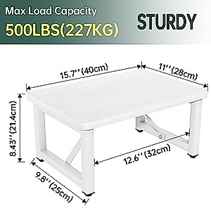 SZLHANJZ Step Stool, Wooden & Metal Foot Stool, Small Step Stool for Adults Kids, One Step Stool for Bedside and Closet, Heavy Duty 500-LBS Load Step for Living Room, Bedroom, White