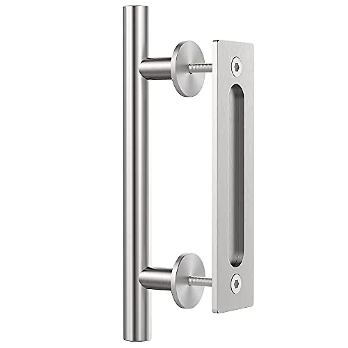ZEKOO 12'' Sliding Barn Door Handle Hardware Two-Side Design Brushed Finish Stainless Steel Garden Gate Shed Pull Handle