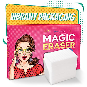 INNOSOL Premium Magic Eraser Sponge I 10 Pcs of Magic Erasers I Melamine Sponge I Magic erasers and reusable sneakerasers I Scrub car, kitchen, toilet cleaner, bathtub I Durable Cleaning Pads