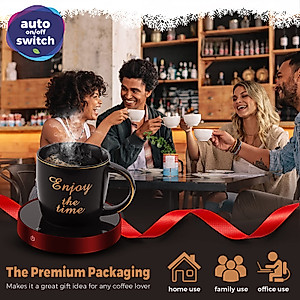 Suewow Coffee Mug Warmer and Smart Cup Warmer,Mug Warmer for Desk,Electric Beverage Warmer with 3 Temperature Settings with Auto On/Off, Auto Power-Off Protection (Red)