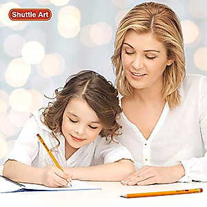 Shuttle Art Wood-Cased #2 HB Pencils, 350 Pack Sharpened Yellow Pencils with Erasers, Bulk Pack Graphite Pencils for School and Teacher Supplies, Writhing, Drawing and Sketching