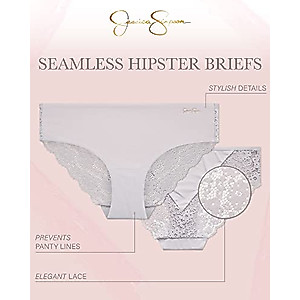 Jessica Simpson Women's Underwear - Microfiber Hipster Briefs (5 Pack), Size Large, Gardenia/Pearl Blush/Rain/Black