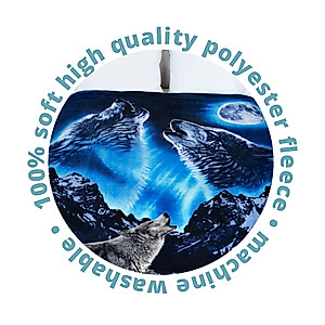 Dawhud Direct Howling Wolves Fleece Blanket - 50 x 60 Inches Soft Plush Blanket for Men, Women, and Kids - Cozy Blanket with Wolf Design for Home Decor, Camping, or Outdoor Use - Gift for Wolf Lovers