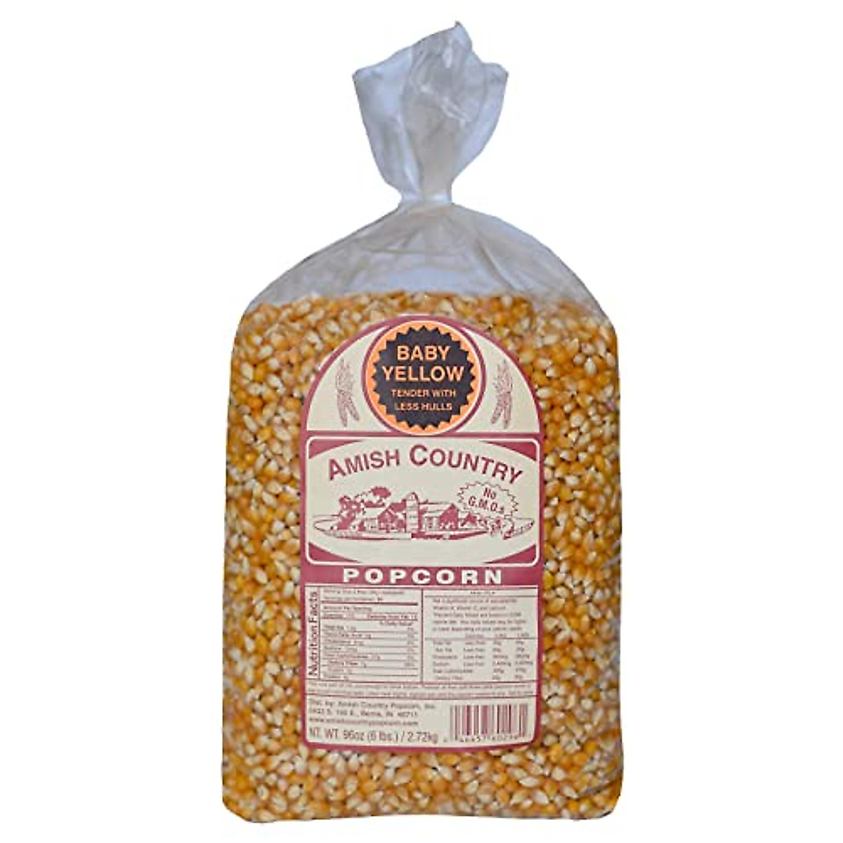 Amish Country Popcorn | 6 lb Bag | Popcorn Kernels | Small and Tender | Old Fashioned, Non-GMO and Gluten Free (6 Pound (Pack of 1), Baby Yellow)