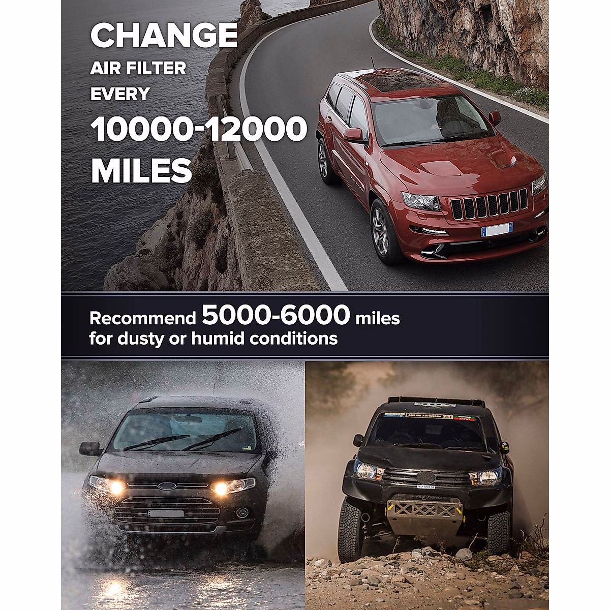 PHILTOP Engine Air Filter CA10261 Fits for Dodge and Ram Vehicles - 6.7L Diesel V8 Trucks - 2007-2023 - Ram 2500, 3500, 4500, 5500, Flexible Panel