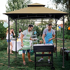 Grill Gazebo Replacement Canopy Top - Wonwon 5x8 Gazebo Roof Double Tiered Outdoor BBQ Roof Cover Grill Shelter Only Fit for Model L-GG001PST-F (Khaki)