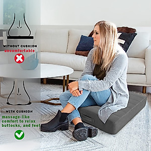 MeMoreCool Square Floor Pillow Seating for Adults Kids, Large Meditation Cushion Floor Pillow with Thick Foam & Soft Tufted Cover, Washable Big Pillow Seat Floor Cushion for Sitting Yoga, 22" Grey