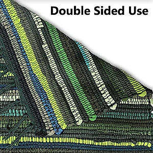 Aitik Chindi Rag Rug - Handmade Reversible - Boho Farmhouse Rustic Area Runner Rug for Living Room Kitchen Entryway - 28"x72" (2'4"x6') - Green