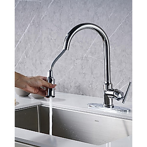 WOWOW 3 Hole Widespread Bathroom Faucet Chrome Bathroom Sink Faucets 2 Handle Bath Faucet 8 inch and Kitchen Faucets with Pull Down Sprayer