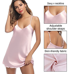 Litherday Women's 3 Pack Satin Nightgown Sexy Negligee Lingerie Dress Chemise Nightwear Spaghetti Strap Sleepwear