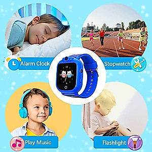 PROGRACE Kids Watch for Boys - IPS Touch Screen Smart Watch for Kids Toddler Toys Watch with 90° Rotatable Camera Music Pedometer Alarm Clock Calculator Flashlight Birthday Gifts for 4-12 Years Old