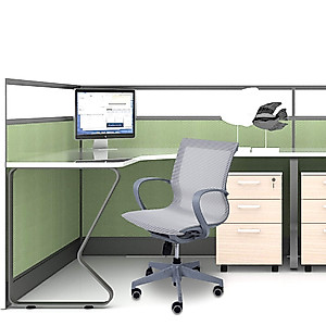 LUCKYERMORE Home Office Chair Desk Chairs Swivel Computer Chair with Arm 300Lb Capacity Mid Back Mesh Chair Breathable Back Seat Height Adjustable for Conference Work Read Rest, Grey