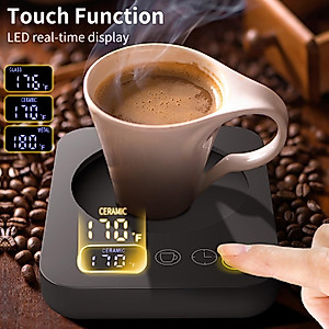 REIDEA Coffee Mug Warmer, Jar Candle Warmer with Timer, 9-Temperature Settings for Glass, Ceramic and Metal, Auto On/Off Gravity-Induction (Obsidian Black)