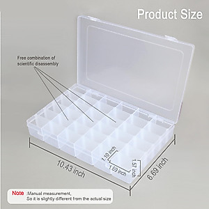 1Pack 36 Grids Craft Organizers and Storage Bead Organizer Tackle Box Organizer with Adjustable Divider, Plastic, Clear
