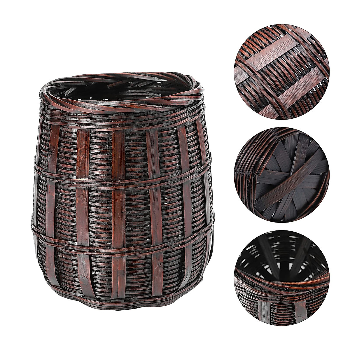 DOITOOL Wicker Pen Pot Wicker Pencil Holder Handwoven Cutlery Utensil Rattan Silverware Holder Makeup Brush Holder Desktop Organizer for Home Wicker Pen Holder