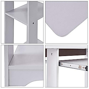 Desktop Computer Desk with Storage Shelves, Student Study Writing Table Computer Gaming Table Bedroom Laptop Table, Home Office Study Reading Writing Desk PC Laptop Table (White)