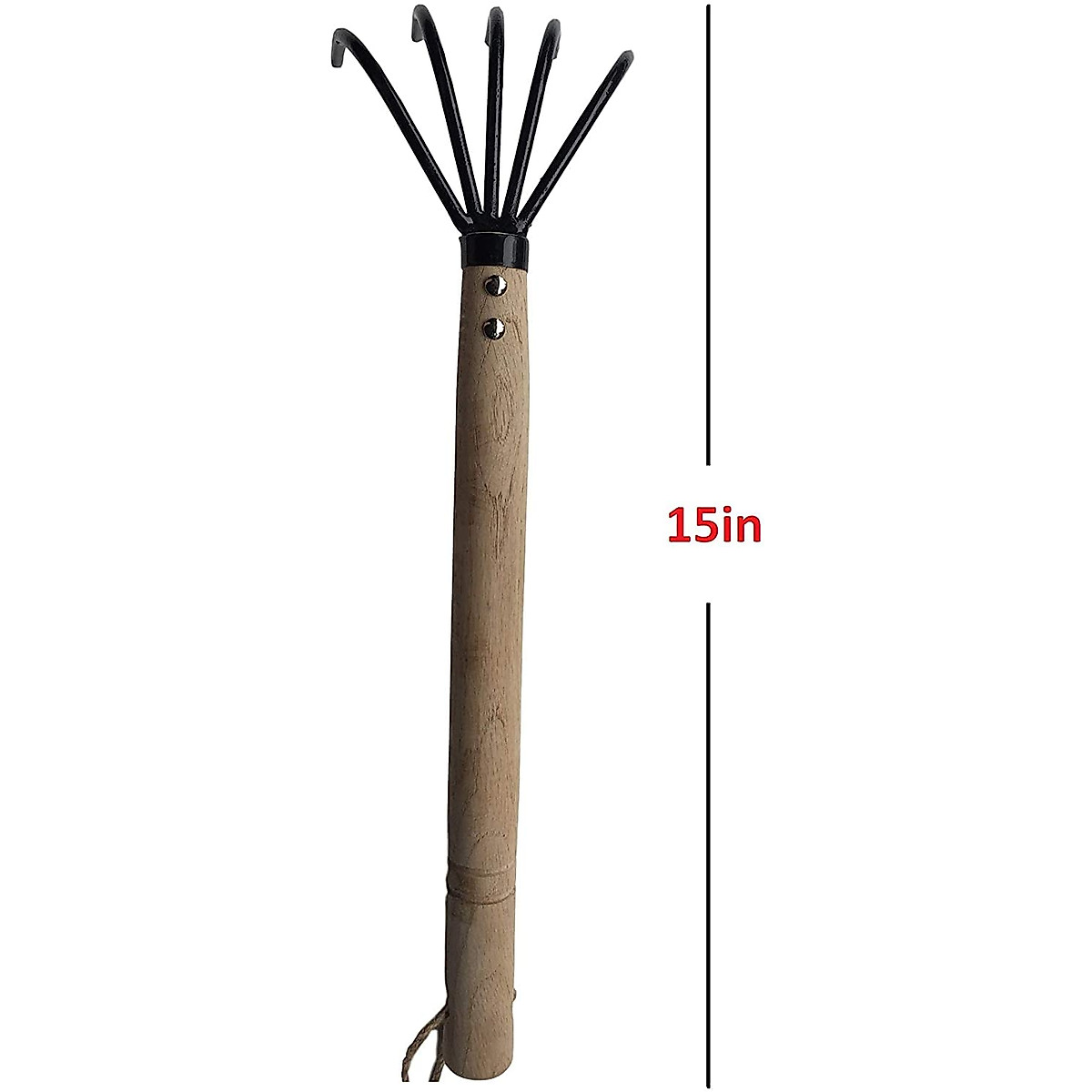 Garden Guru Hand Rake Cultivator Claw Soil Tiller - Military Grade Steel - Rust Resistant - 5 Tine Japanese Ninja Claw - Comfortable Wood Handle - Perfect Pulverized and Aerated Soil (2 Pack)