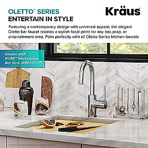 KRAUS Oletto Single Handle Kitchen Bar Faucet in Chrome Finish, KPF-2600CH
