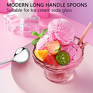 8 Pieces Iced Tea Spoon, IFeico 7.32 Inch Long Handle Spoon, Dessert Spoons, Stainless Steel Spoon, Stirring Mixing Spoon, Sliver Coffee Spoons, Ice Cream Spoons, Mirror Polished