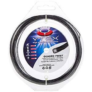 YTEX Quadro Twist Black Tennis Racquet String Set (16 Gauge, 1.26mm)
