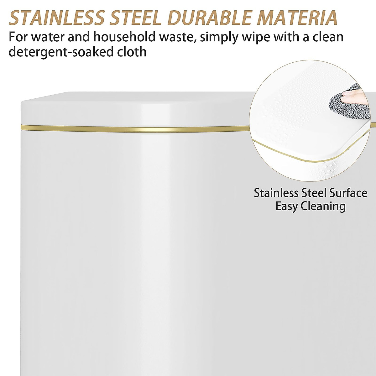 Doyingus 4 Gallon Trash Can with Lid Soft Close, Slim Stainless Steel Garbage Can with Removable Inner Bucket for Bathroom, Office (White)