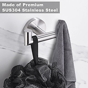 Towel Hooks for Bathrooms,Brushed Nickel Towel Hook for Kitchen Bathroom,SUS304 Stainless Steel Coat Hook,Heavy Duty Double Holder Robe Hooks for Hanging Towels,Coats,Sponges,Clothes,Wall Mount,2 Pack