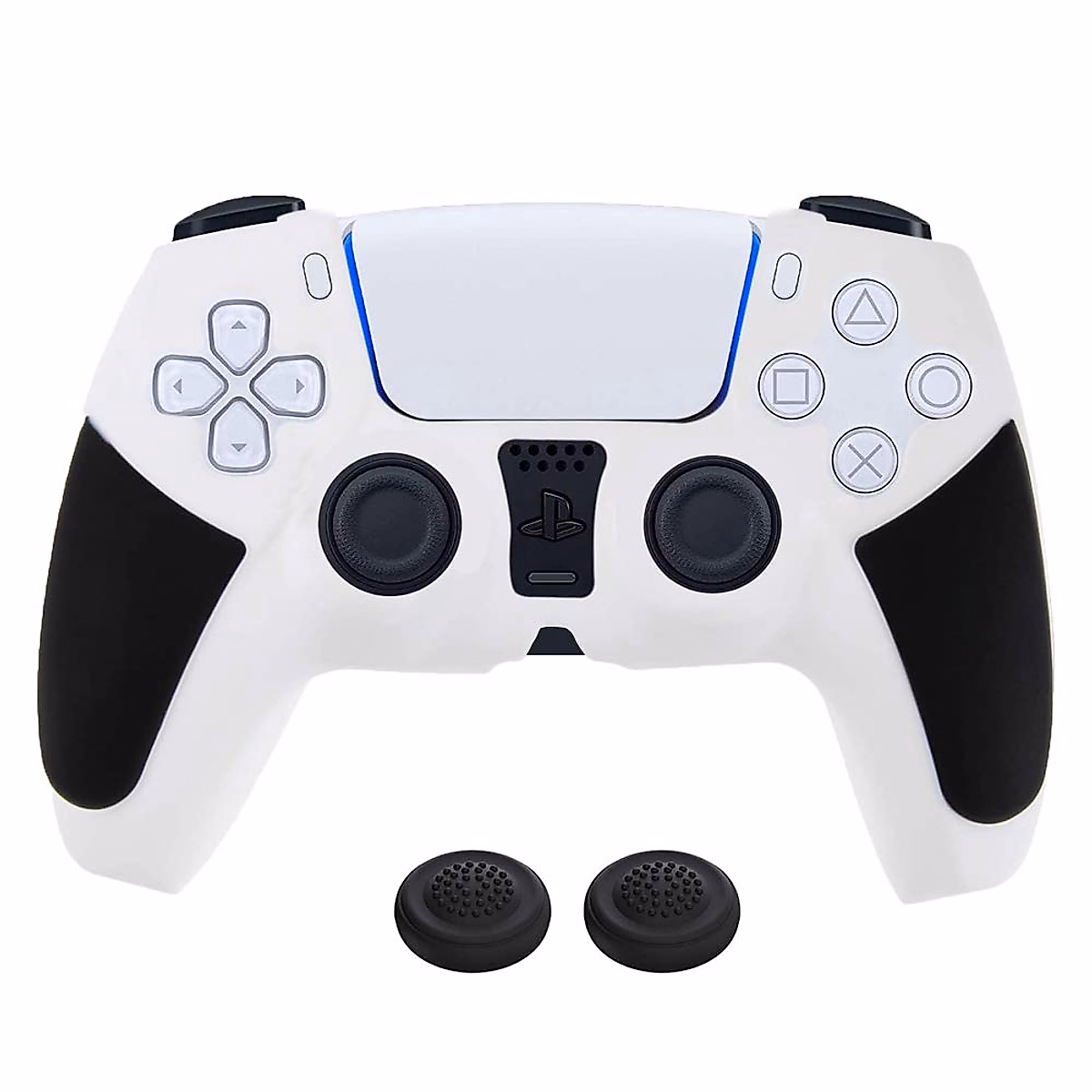 jojobnj Drop Resistance Silicone Protective Case Cover Skin for Sony PS5 Controller, Compatible with Playstation 5 DualSense Wireless Controller Anti-Slip Soft Rubber Case with 2 Thumb Grip Caps