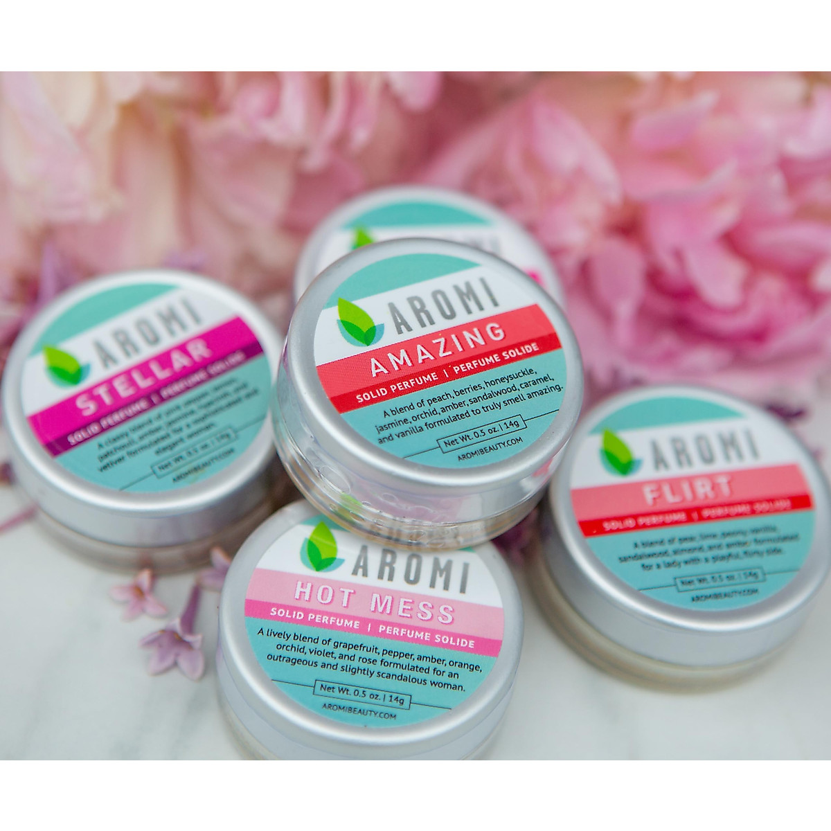 Aromi Flirt Solid Perfume | Floral, Woodsy Fragrance, Vegan, Cruelty-free, Almond, Peony, Vanilla Scent, Wax-Based, Women's Gift, Travel, Handmade (Flirt)