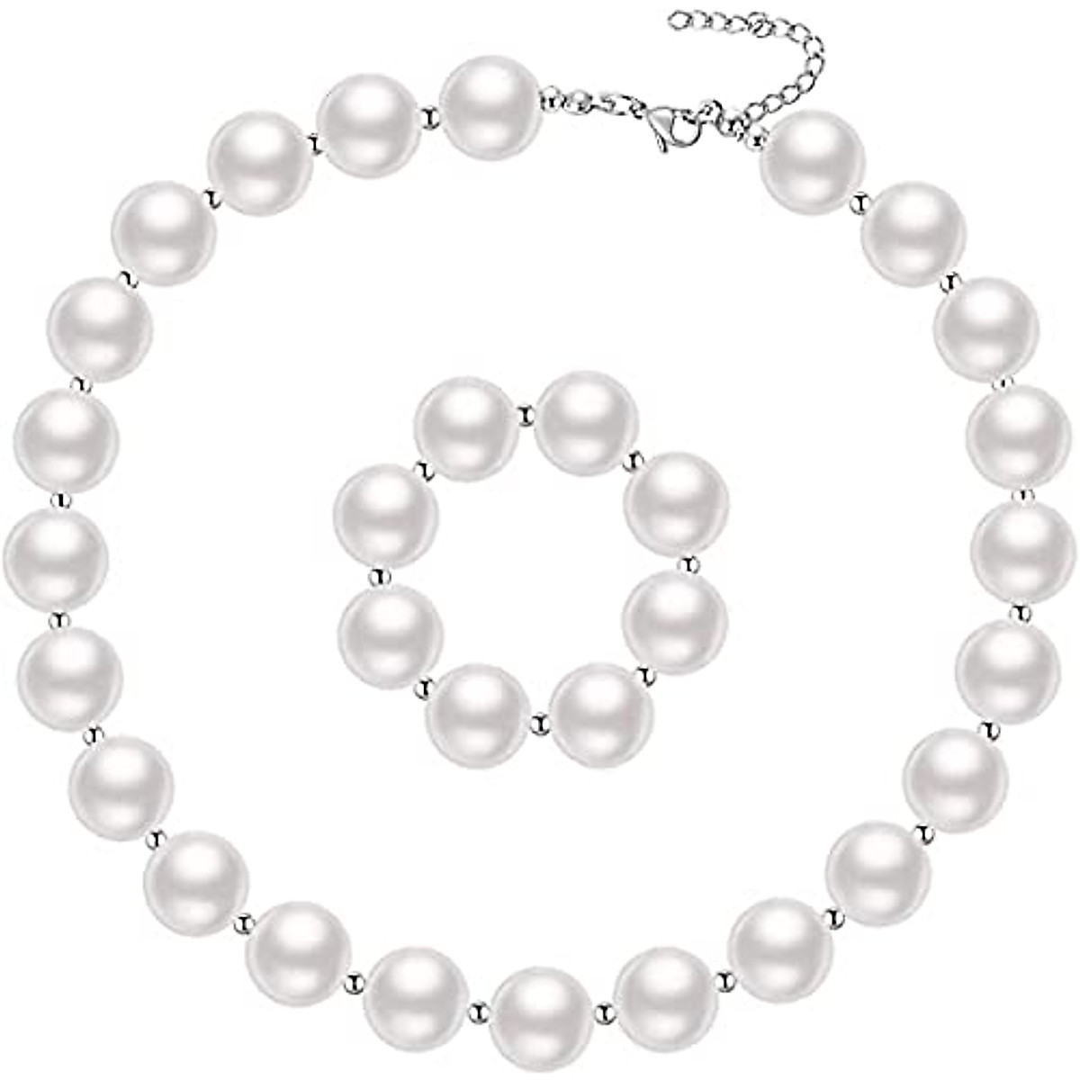 RONGWIN Bubblegum Necklace for Little Girls Chunky Bead Necklace And Bracelet Set Princess Necklace Dress Up Pretend Play Jewelry Set Party Favor Gifts with Gift Box (A Set)