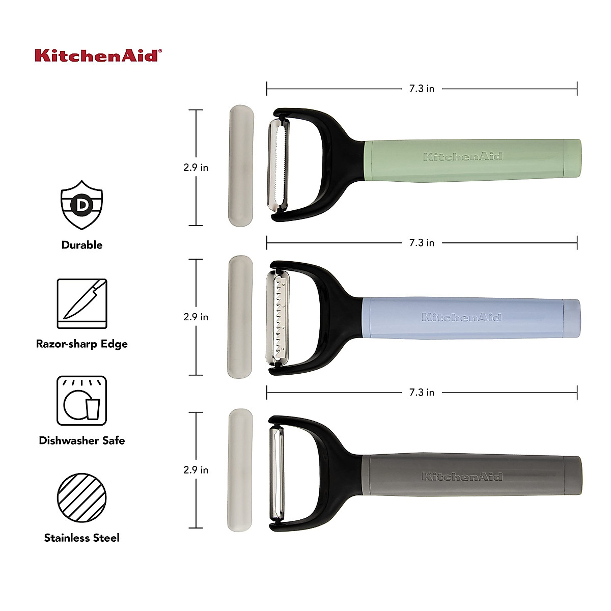 KitchenAid Universal Assorted Peeler Set, 3-Piece, Pastel